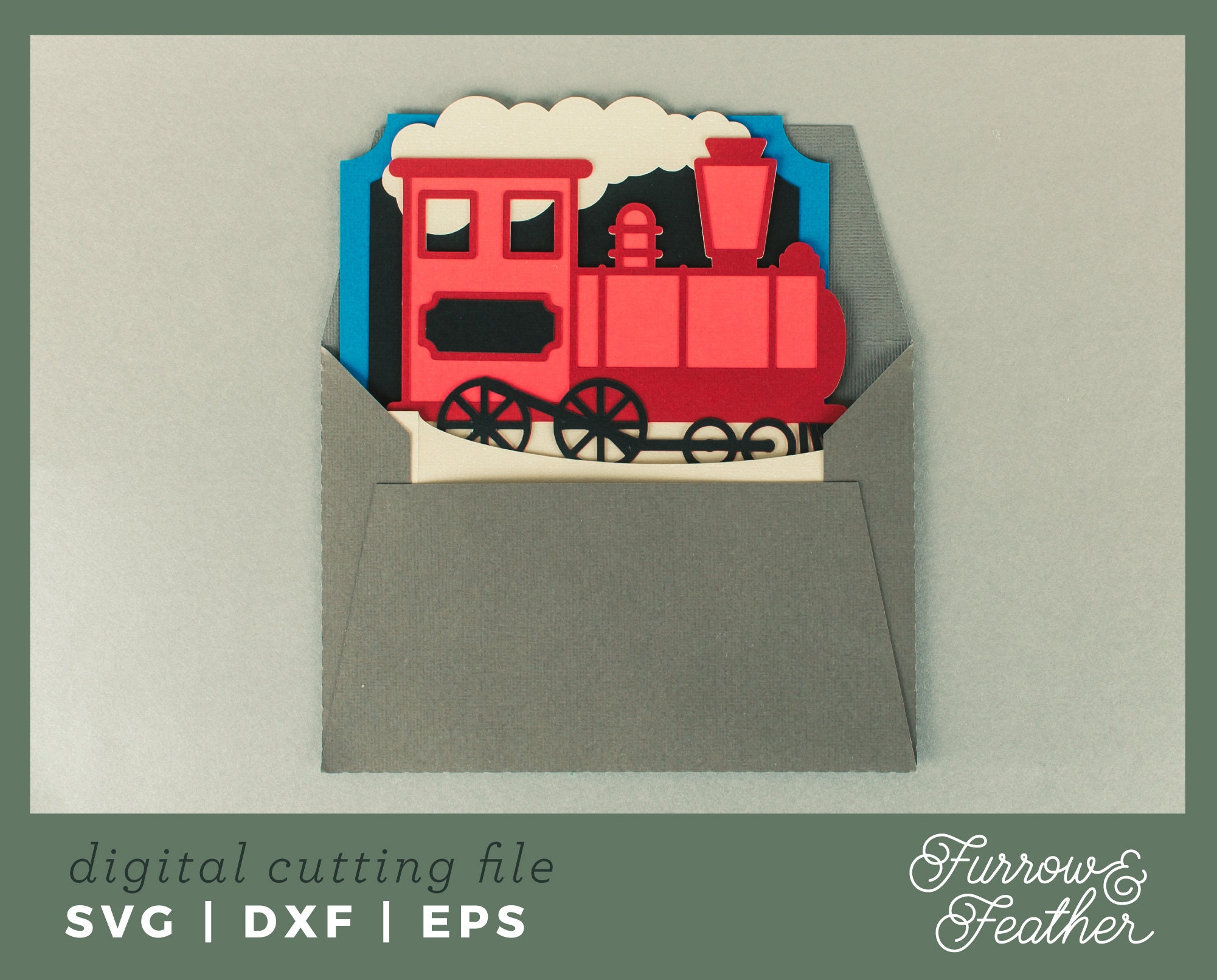 3D Train Pop up Card SVG Template: Father's Day Papercraft (digital ...