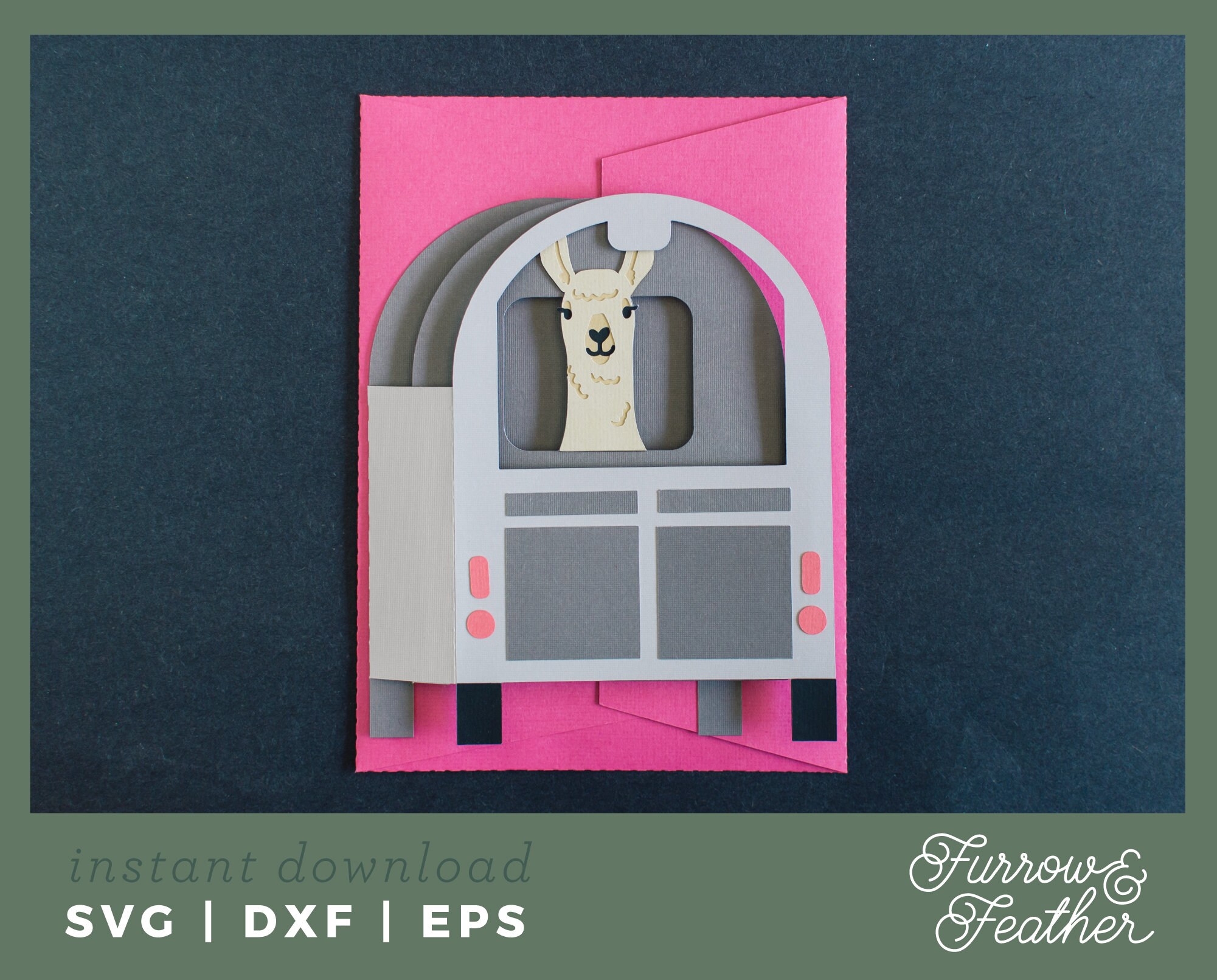 Llama Trailer Pop up Card Template | 3D Papercut SVG (digital Download ...