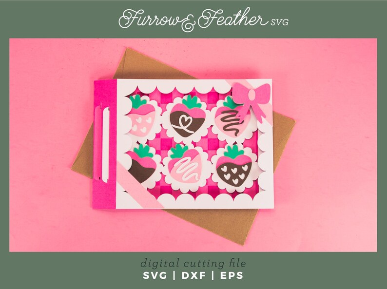 Chocolate Covered Strawberries Card SVG: 3D Valentine's Day Card Cut ...