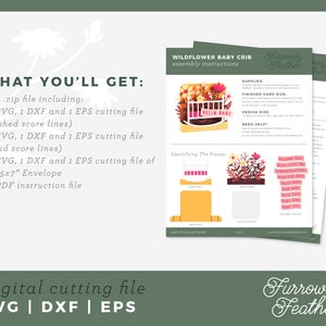 Wildflower Baby Crib Box Card Template | 3D Baby Shower Card SVG | 3D ...