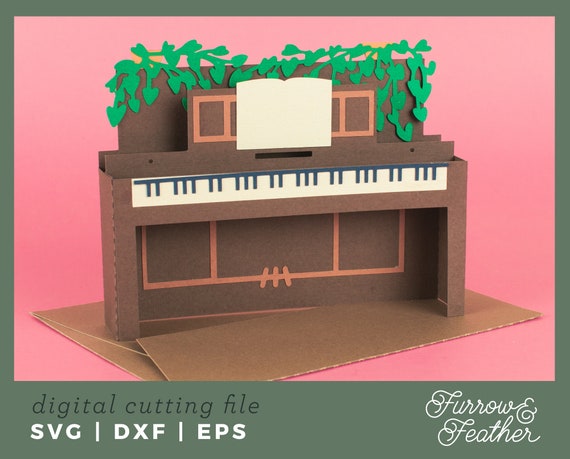Piano Box Card Template 3D Papercut SVG Card Cut File - Etsy