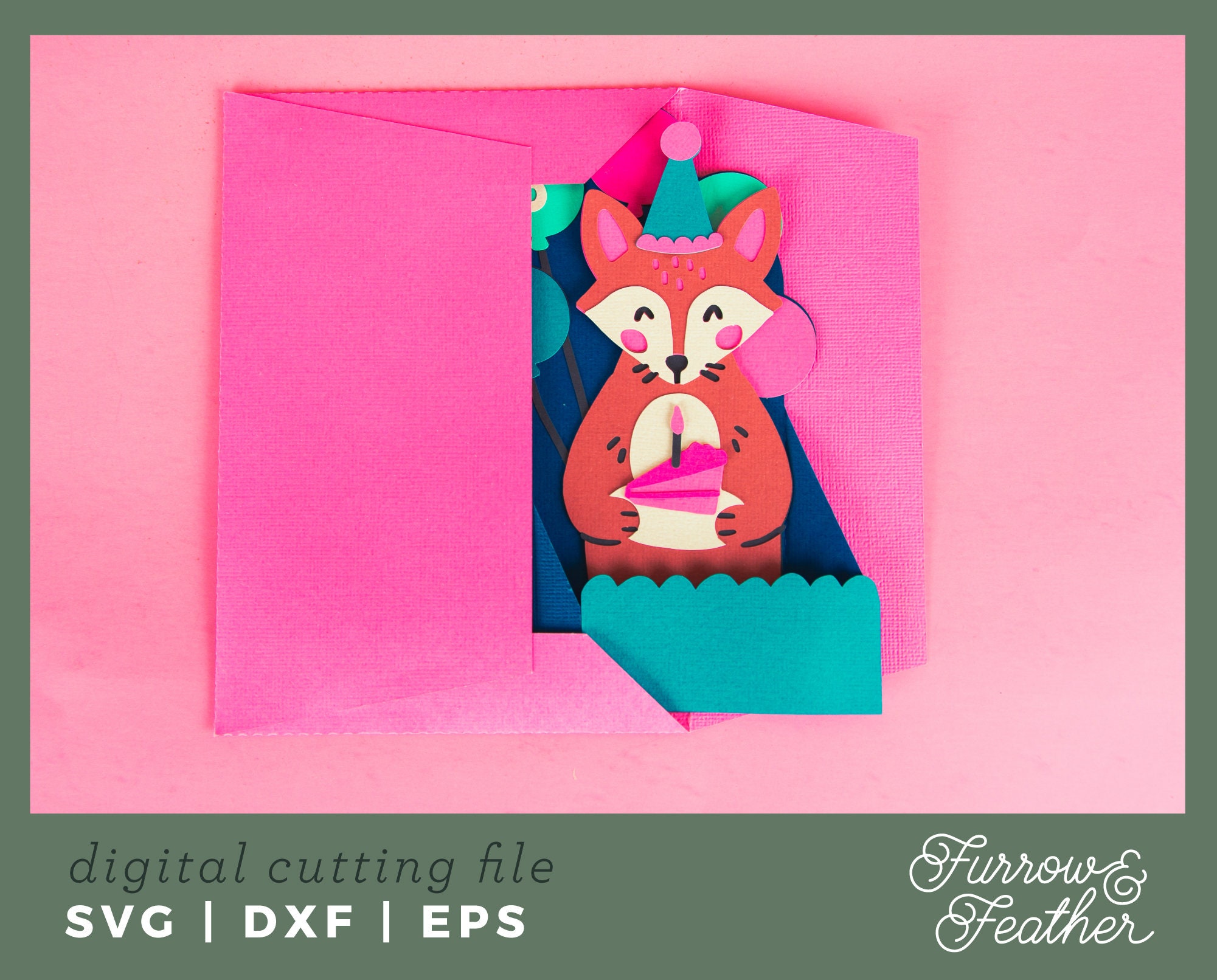 Fox Birthday Card Template 3D Papercut SVG Card Cut File - Etsy Australia