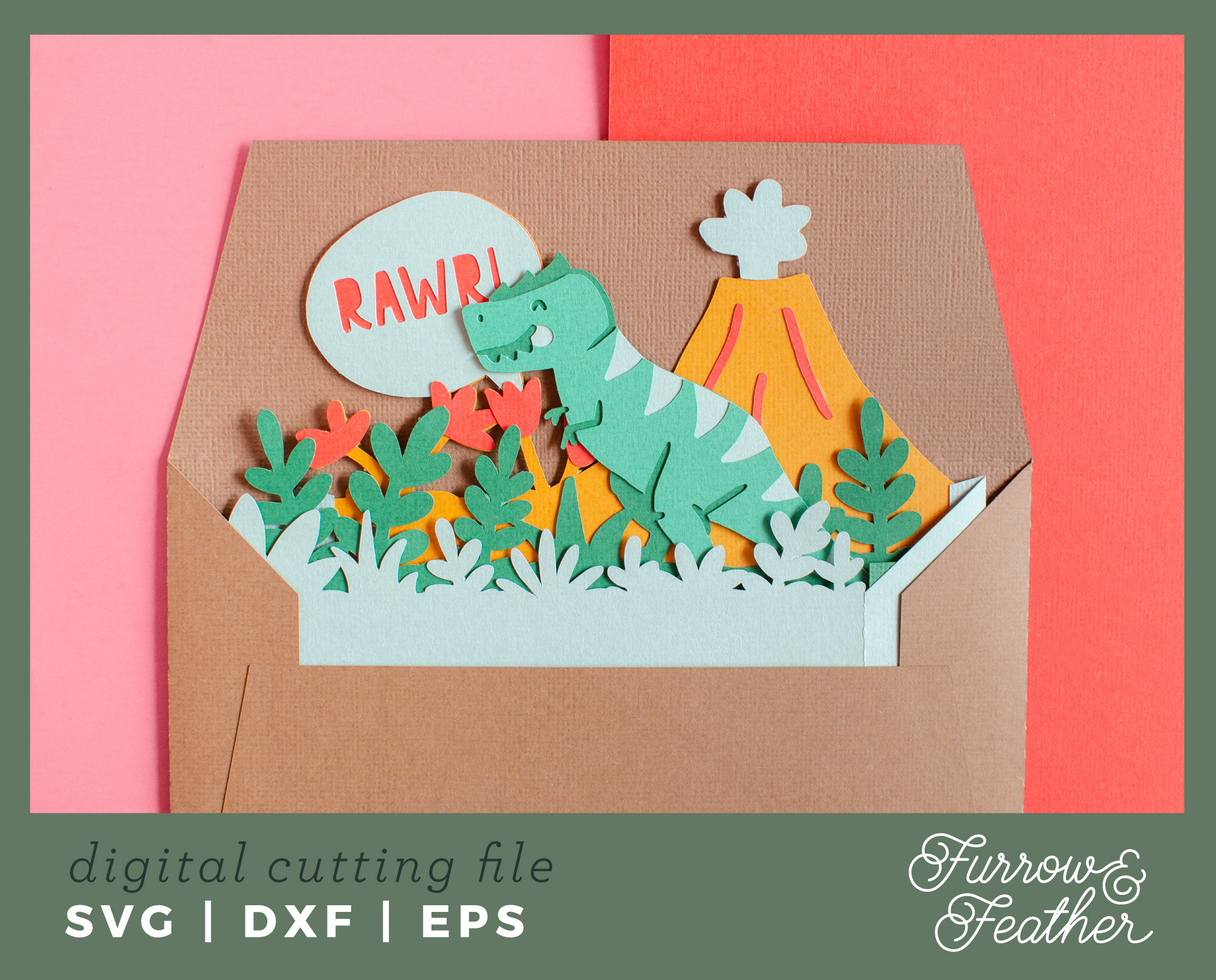 Dinosaur Pop up Birthday Card Template 3D Papercut SVG Card - Etsy