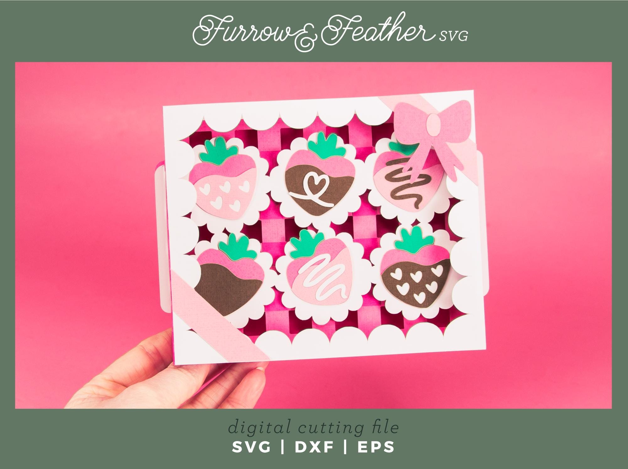 Chocolate Covered Strawberries Card SVG: 3D Valentine's Day Card Cut ...