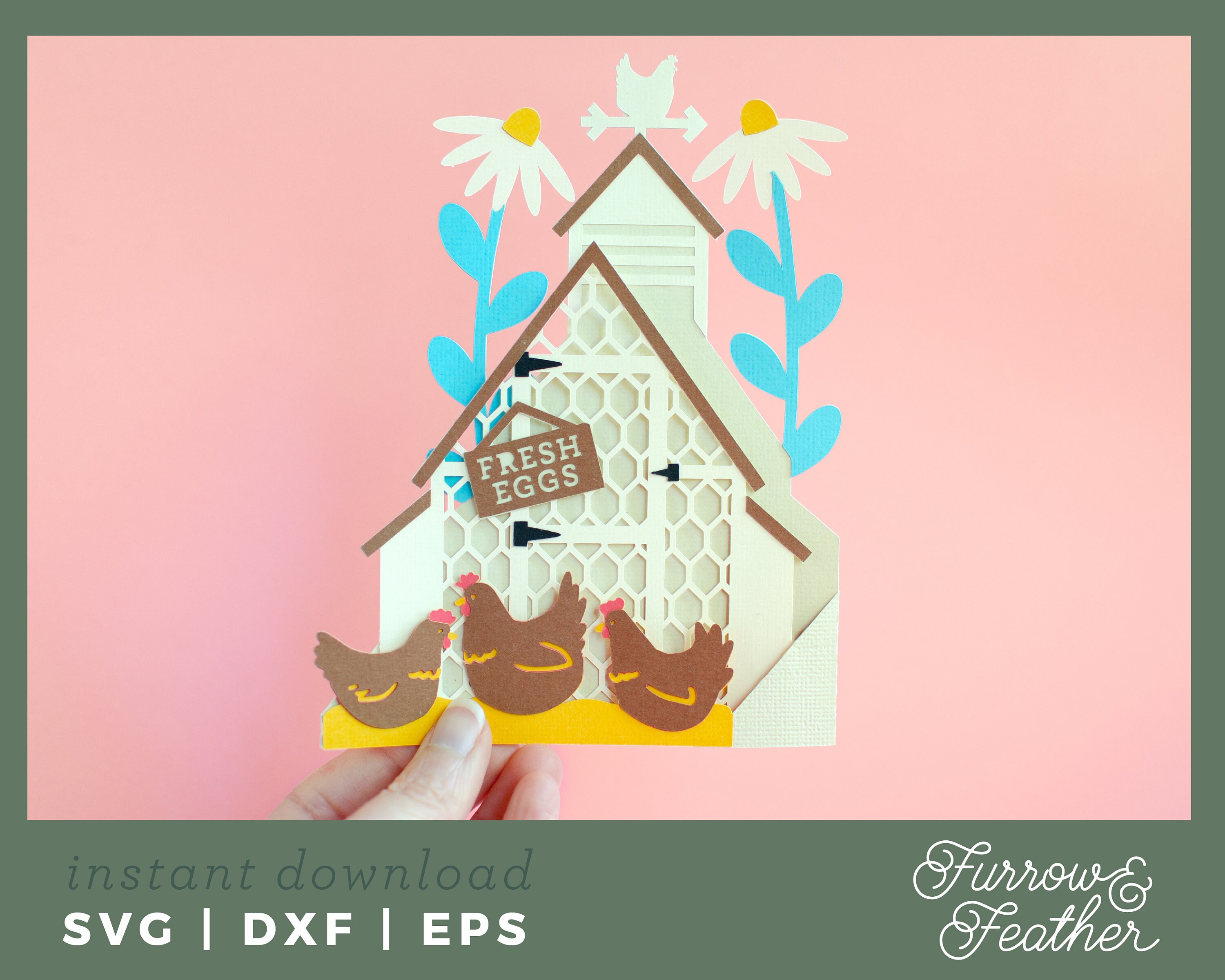 Chicken Coop Pop up Box Card Template 3D Papercut SVG Card - Etsy Australia