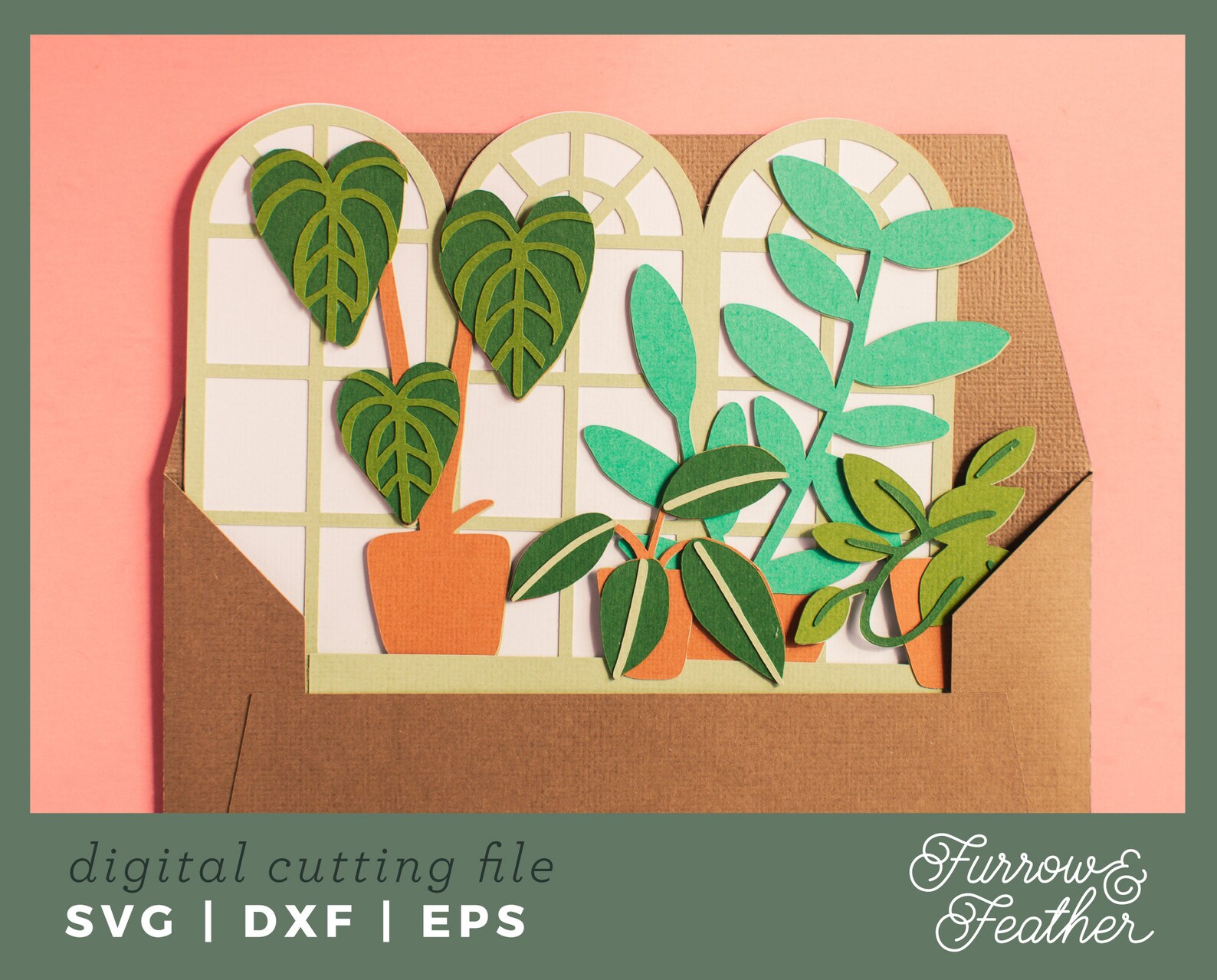 Window Pane With Plants Box Card Template 3D Papercut SVG - Etsy