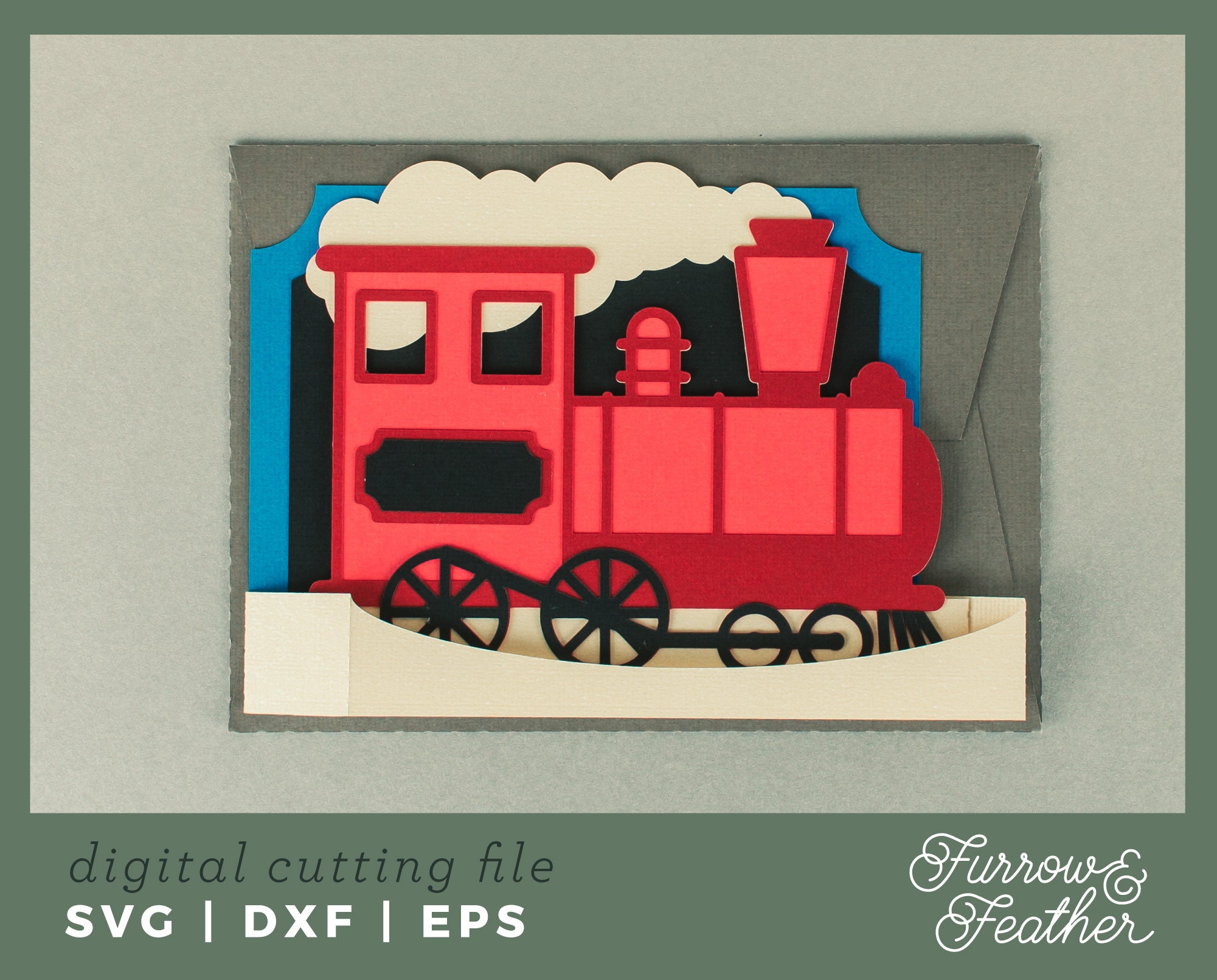 Vintage Train Box Card Template 3D Papercut SVG Card Cut - Etsy