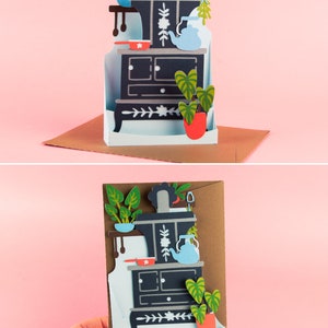 Antique Stove Pop up Card SVG: 3D Papercut Birthday Card (digital ...