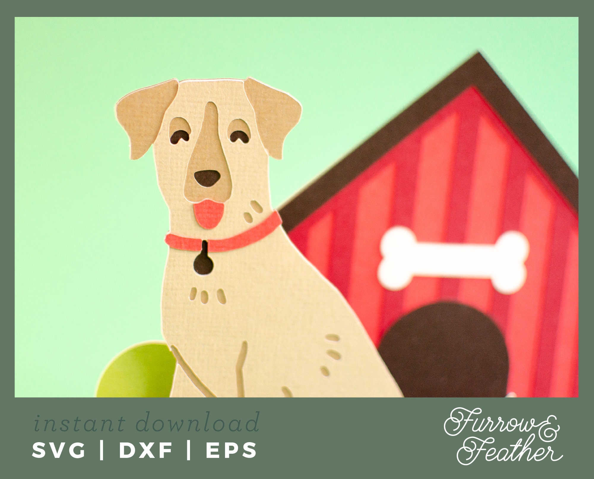 Lab Dog House Pop up Card SVG Template: 3D Papercut Design (digital ...