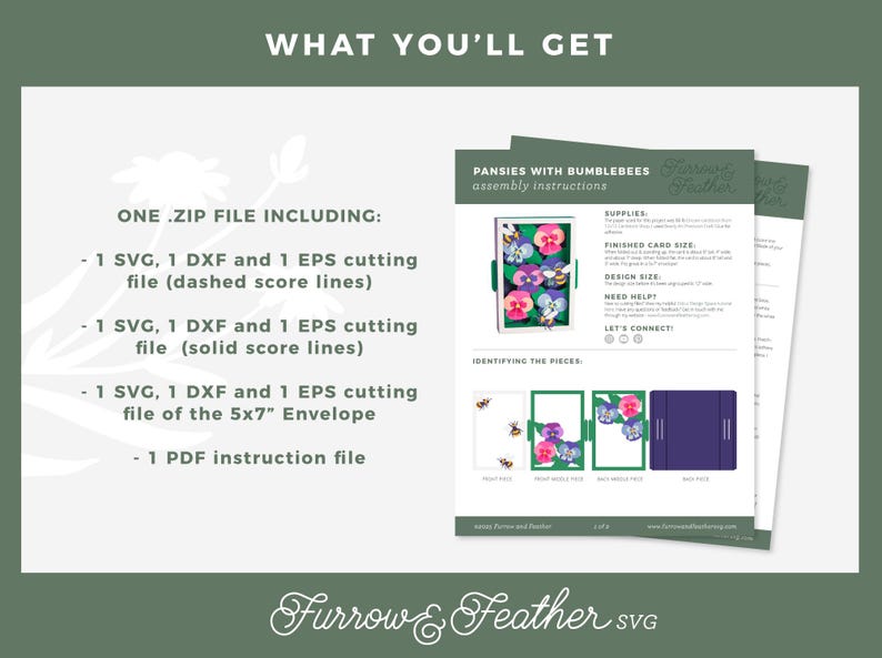 Pansies and Bumblebees 3D Card SVG: Papercut Flower Birthday (digital ...