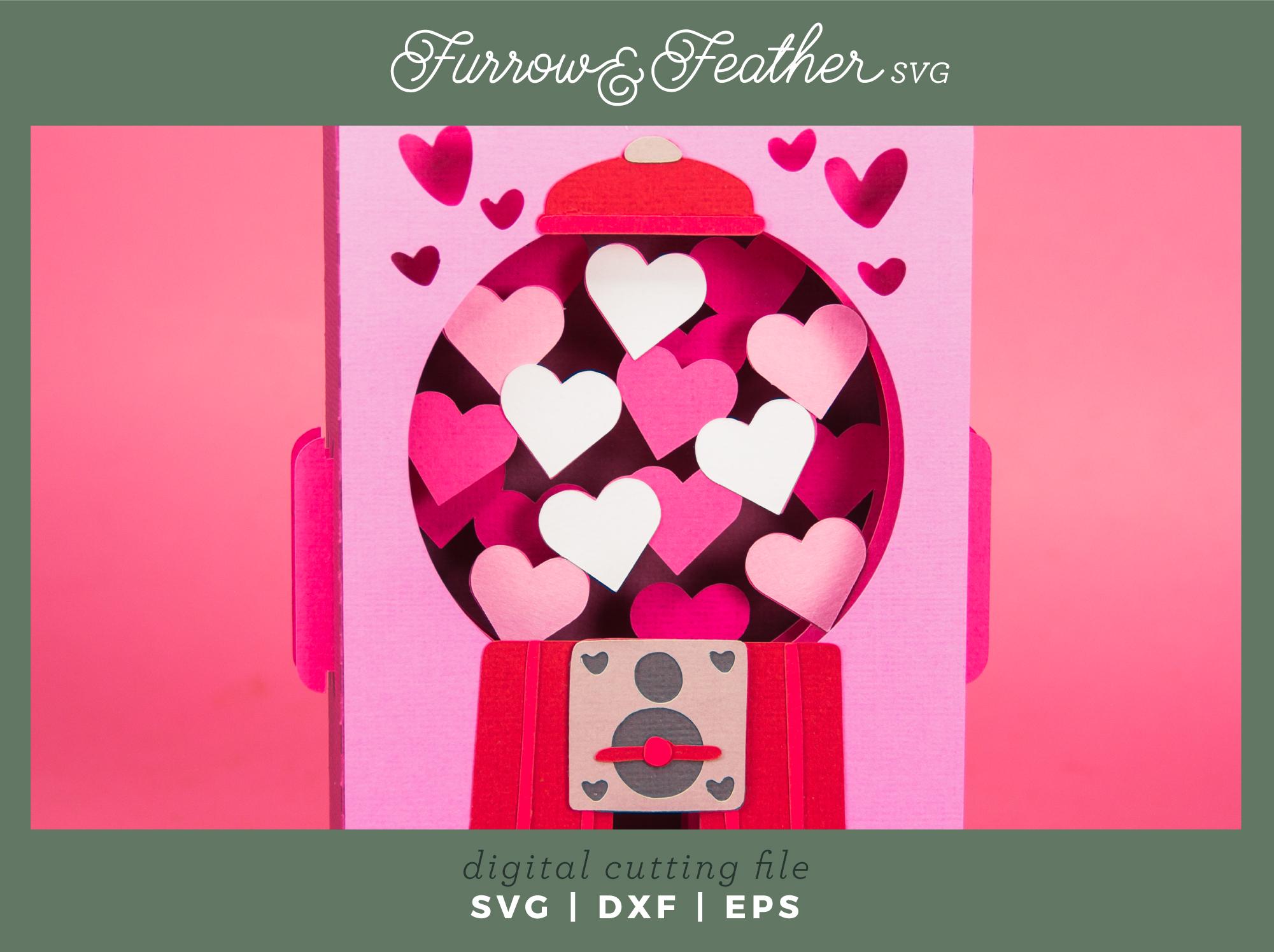 Heart Gumball Machine Card SVG: 3D Valentine's Day Card Cut File ...