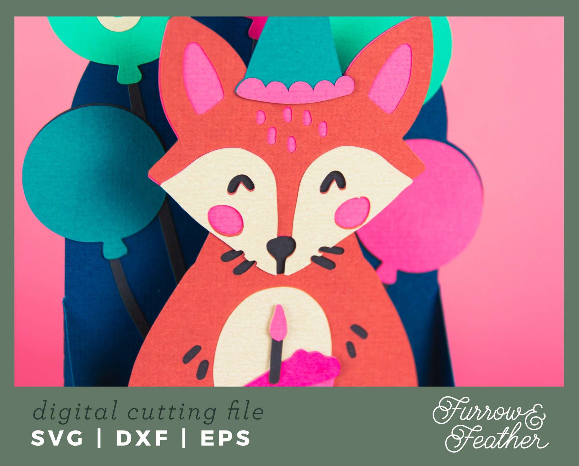 Fox Birthday Card Template 3D Papercut SVG Card Cut File - Etsy Australia