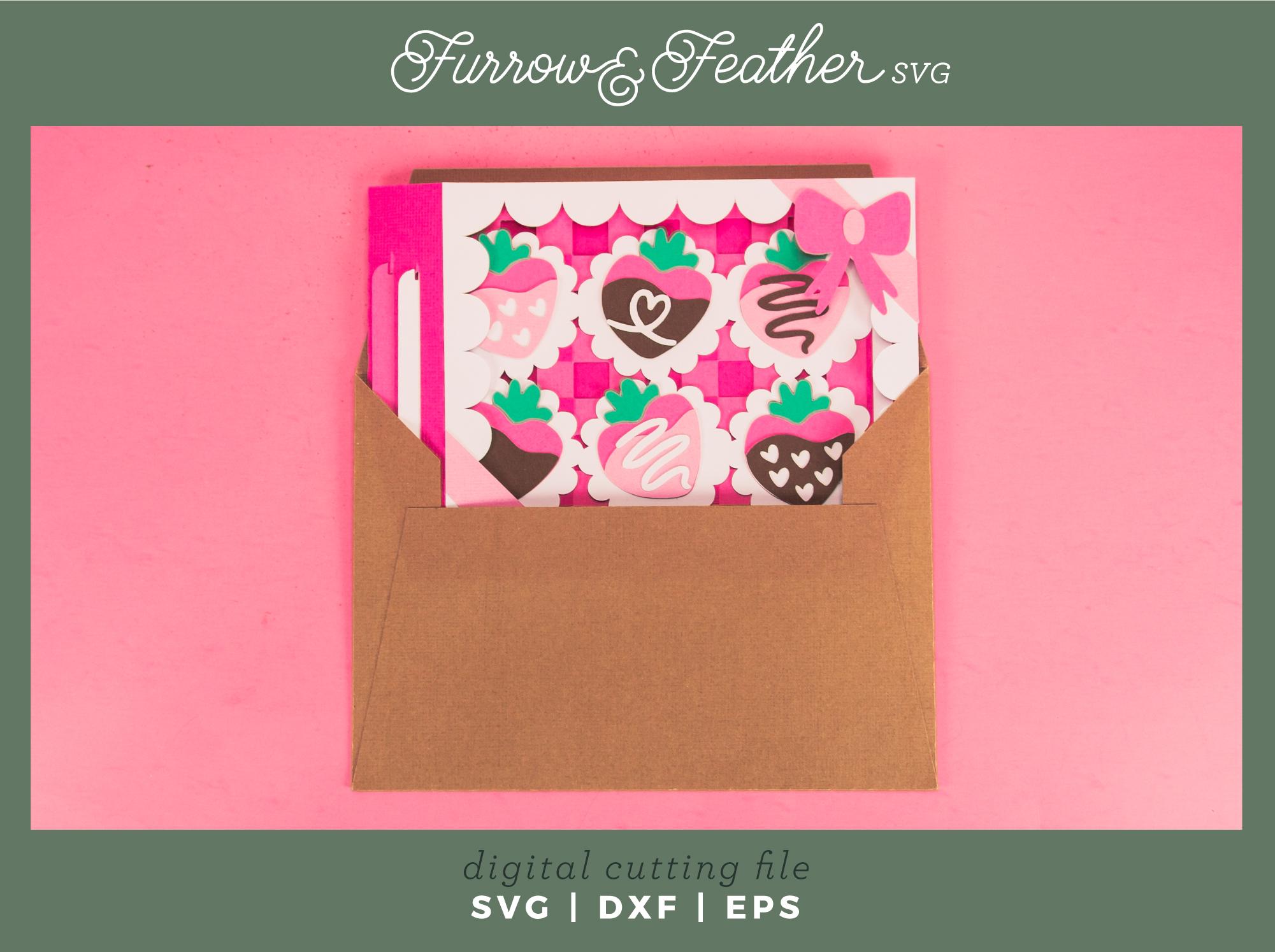 Chocolate Covered Strawberries Card SVG: 3D Valentine's Day Card Cut ...