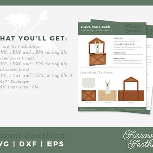 Llama Stall Pop up Box Card Template | 3D Papercut SVG Card Cut File ...