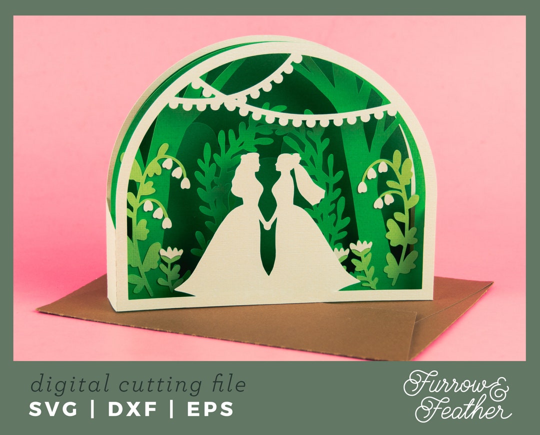 Elegant Wedding Card | Lesbian WLW LGBTQ Same Sex Couple | Pop up Card ...