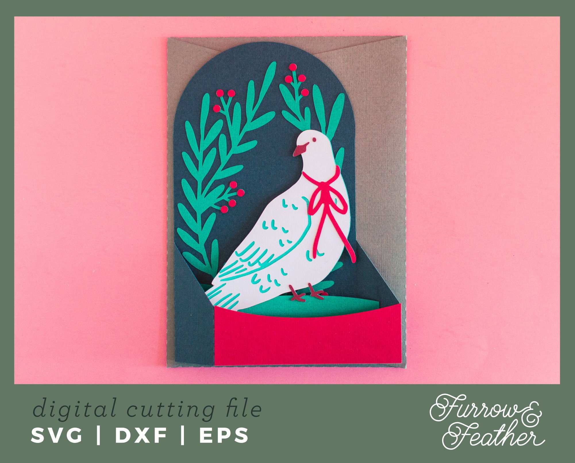 Christmas Dove Box Card Template 3D Papercut SVG Card Cut - Etsy