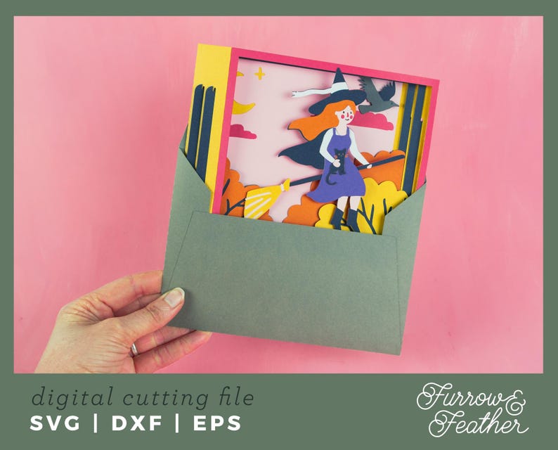 Halloween Witch Pop up Card SVG: 3D Papercut Template (digital Download ...