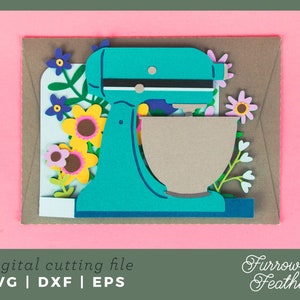 Kitchenaid With Wildflowers | Pop up Card SVG | 3D Papercut SVG Card ...