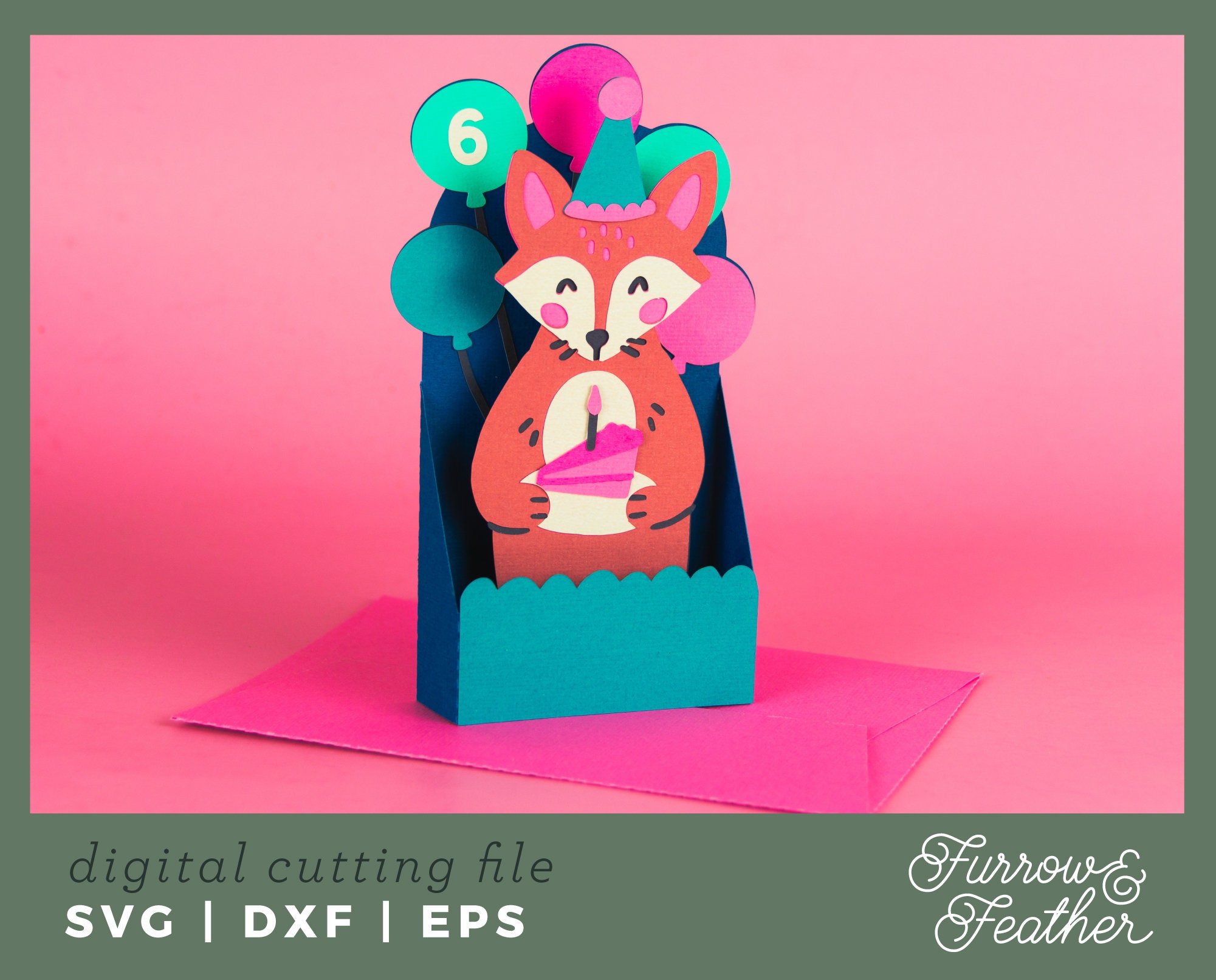 Fox Birthday Card Template 3D Papercut SVG Card Cut File - Etsy