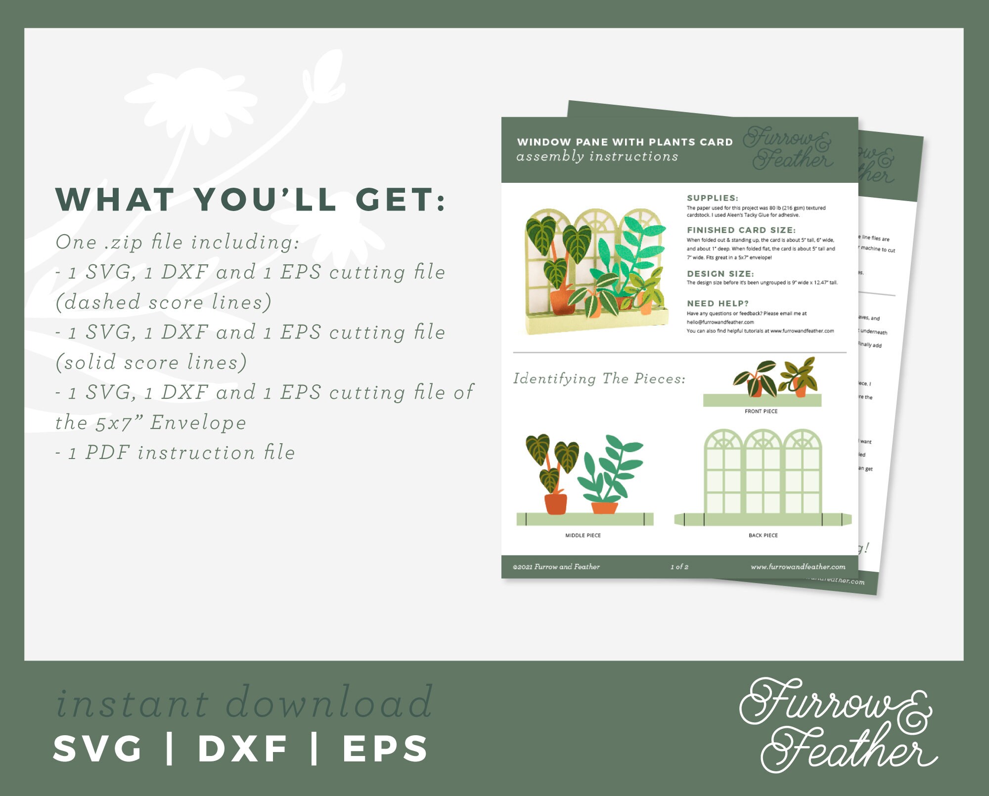 Window Pane With Plants Box Card Template 3D Papercut SVG - Etsy