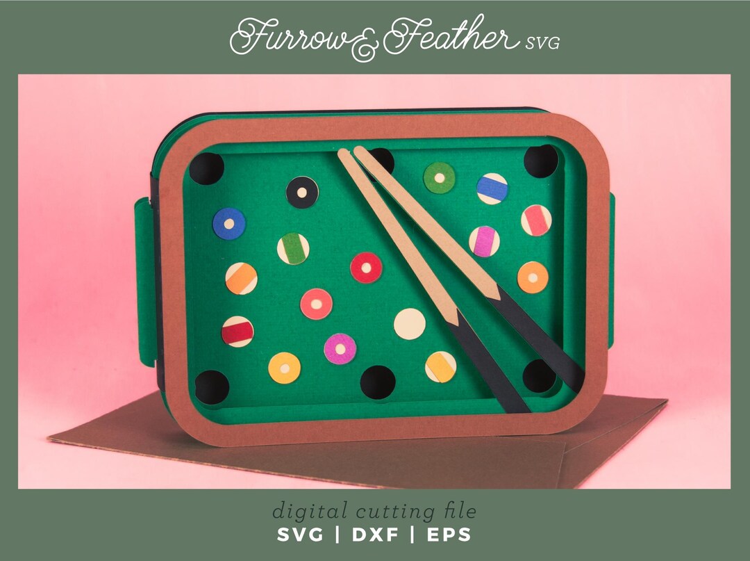 Pool Table Card | 3D Birthday Card SVG | 3D Papercut SVG Card Cut File ...