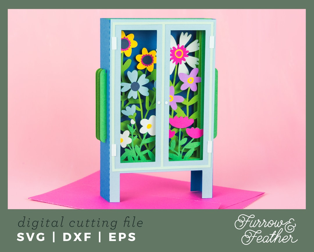Wildflower Cabinet Card SVG: 3D Papercut Template (digital Download) - Etsy