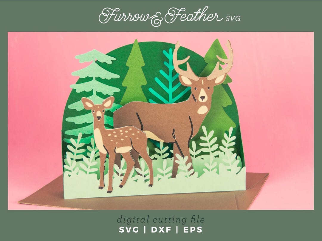 3D Buck and Fawn Father's Day Card SVG: Papercut Deer (digital Download ...