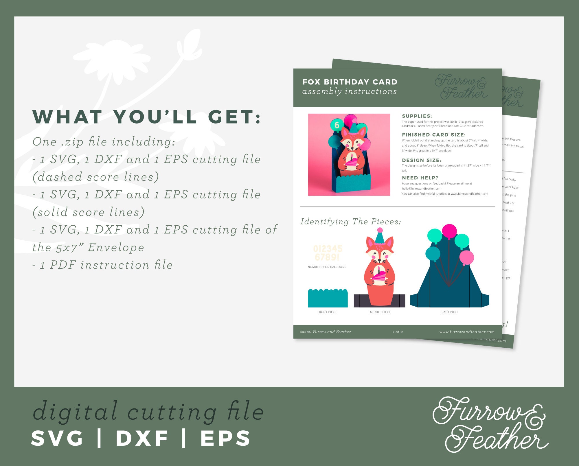 Fox Birthday Card Template 3D Papercut SVG Card Cut File - Etsy