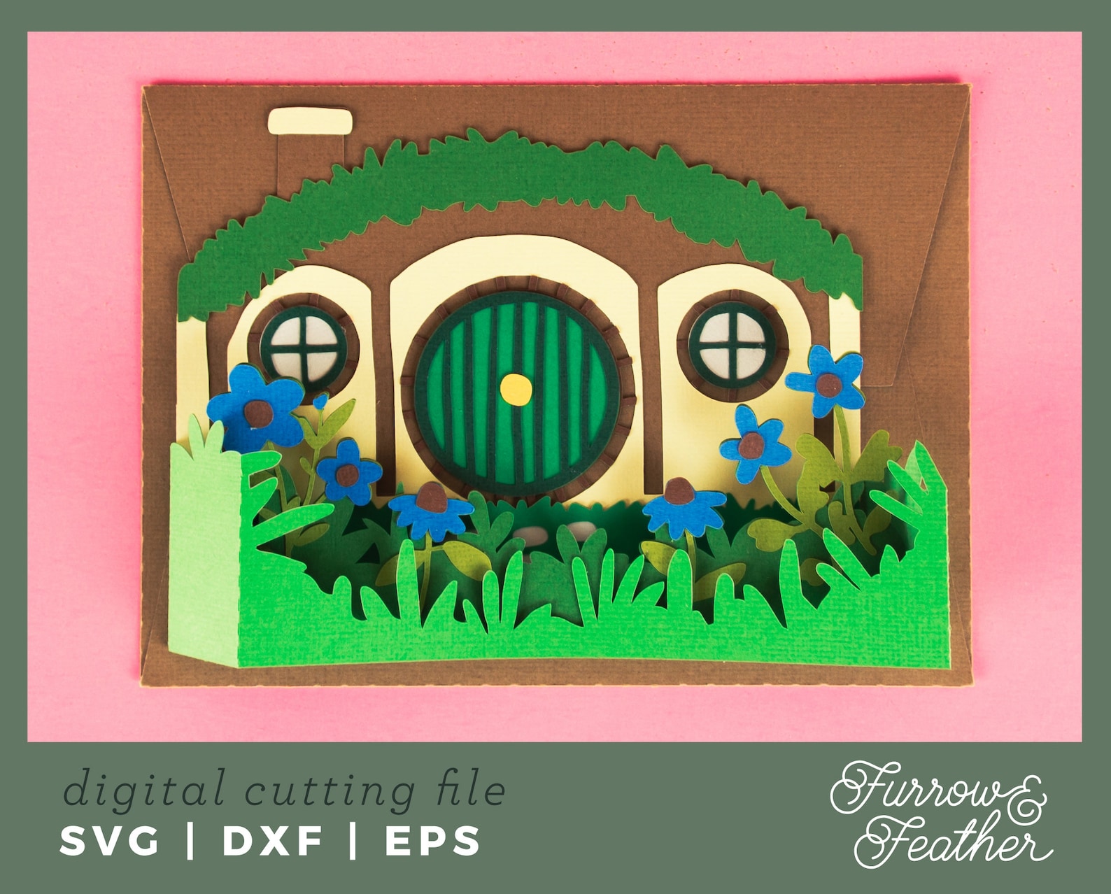 Hobbit Hole, LOTR Box Card Template | 3D Papercut SVG Card Cut File ...