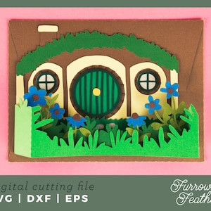 Hobbit Hole, LOTR Box Card Template | 3D Papercut SVG Card Cut File ...