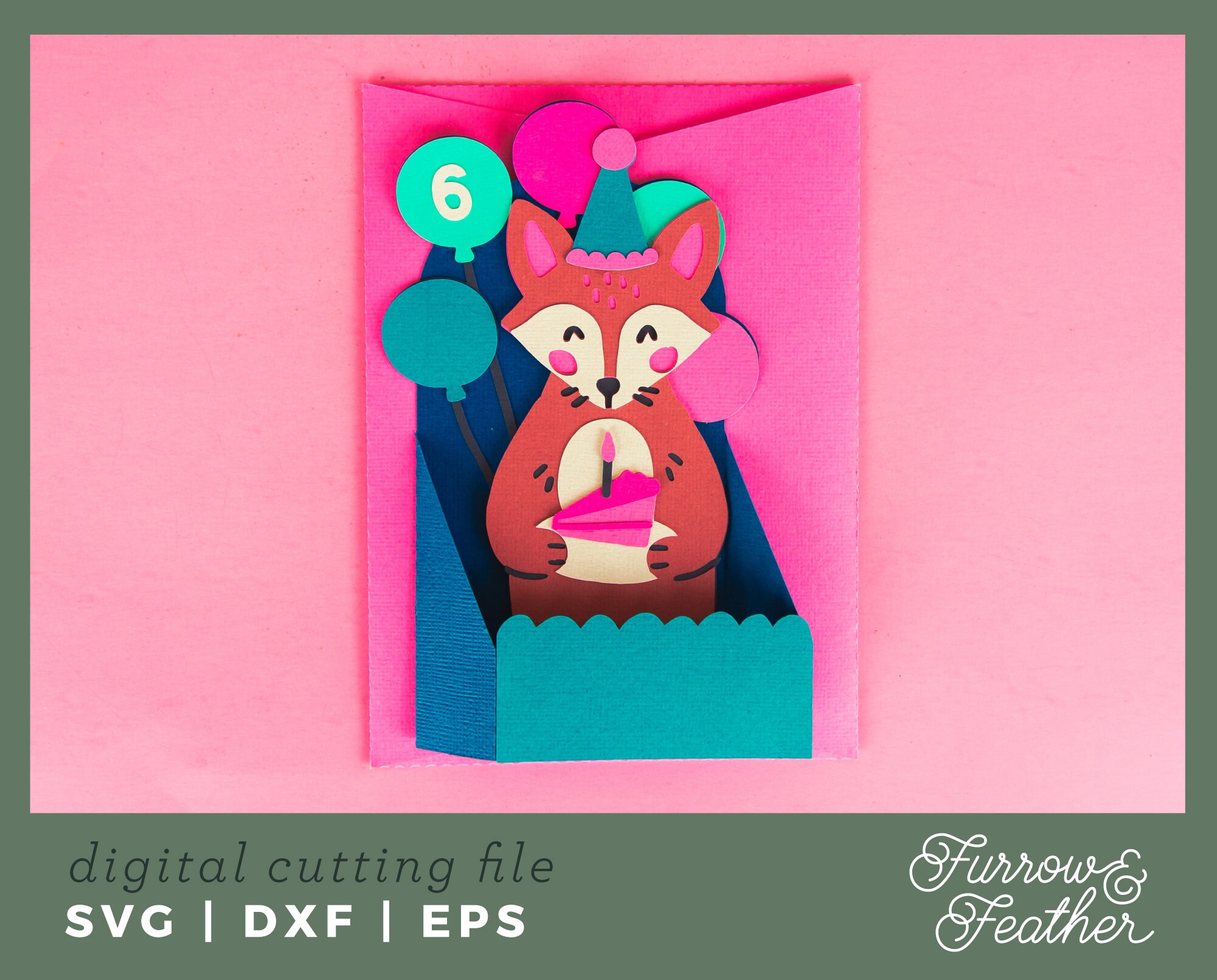 Fox Birthday Card Template 3D Papercut SVG Card Cut File - Etsy