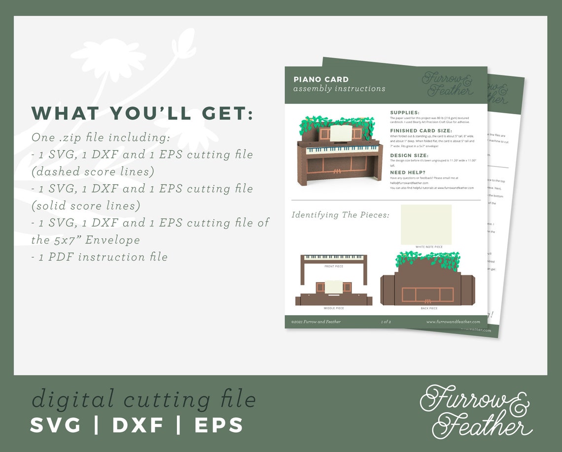 Piano Box Card Template 3D Papercut SVG Card Cut File - Etsy