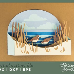 Summer Sand Dune Beach Box Card Template | 3D Papercut SVG Card Cut ...