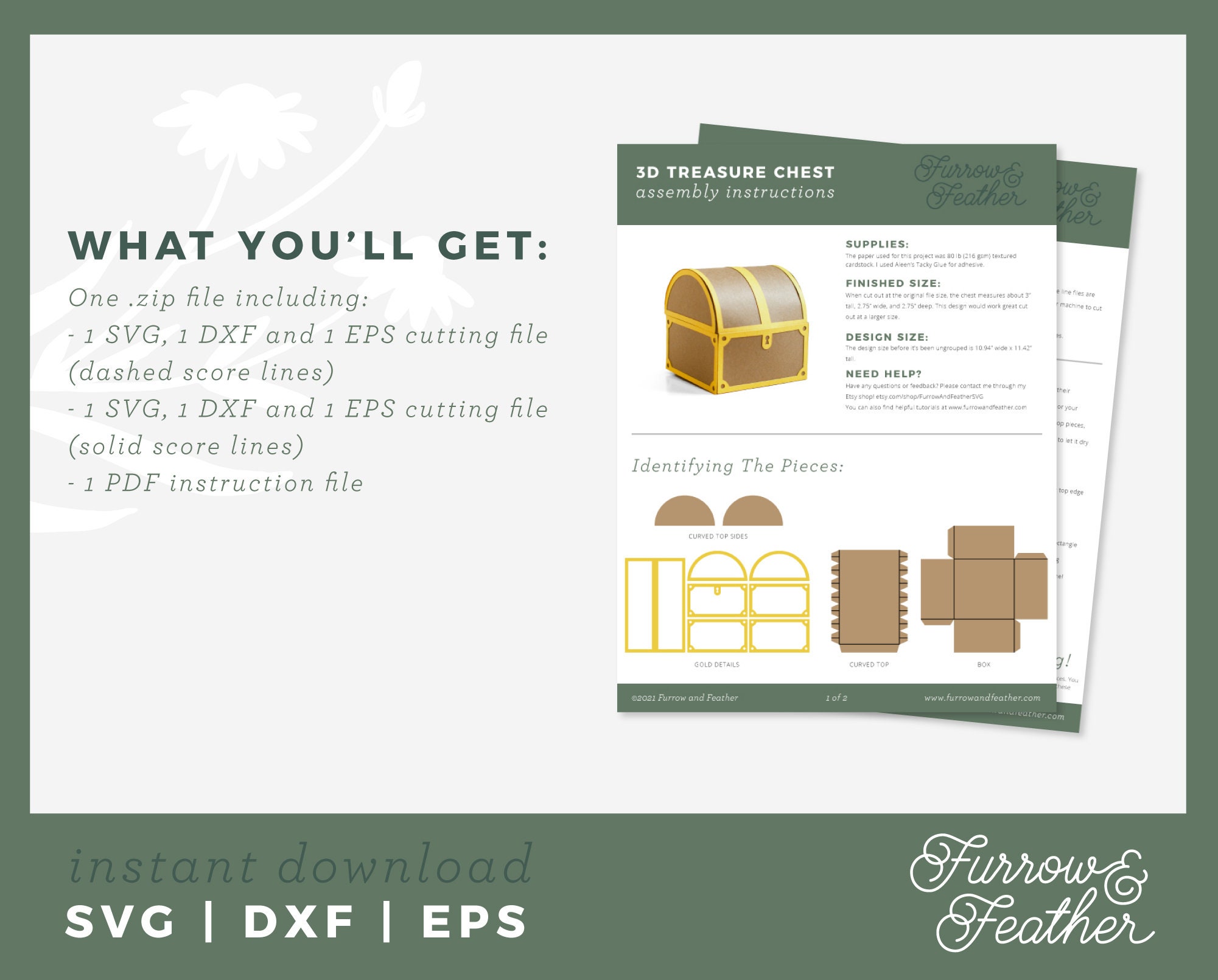 3D Treasure Chest Box Template 3D Papercut SVG Box Cut File - Etsy