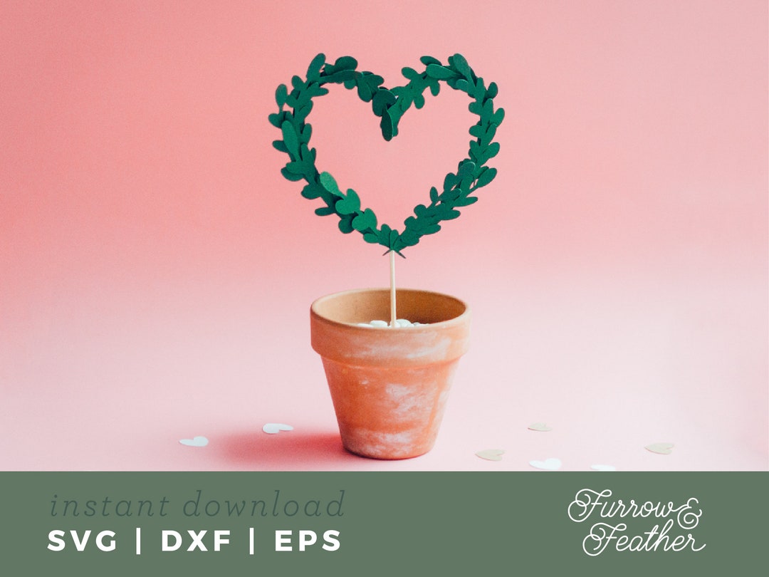 Heart Topiary Papercut Template | Valentines Day 3D SVG Cut File | for ...