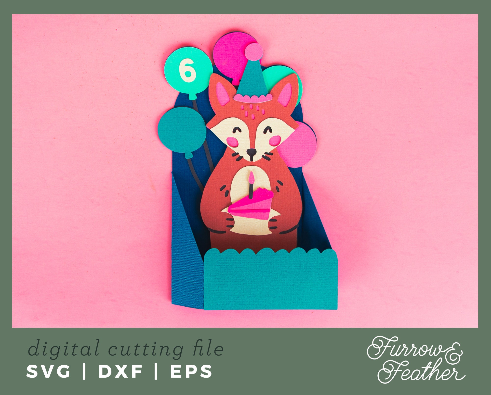 Fox Birthday Card Template 3D Papercut SVG Card Cut File - Etsy UK