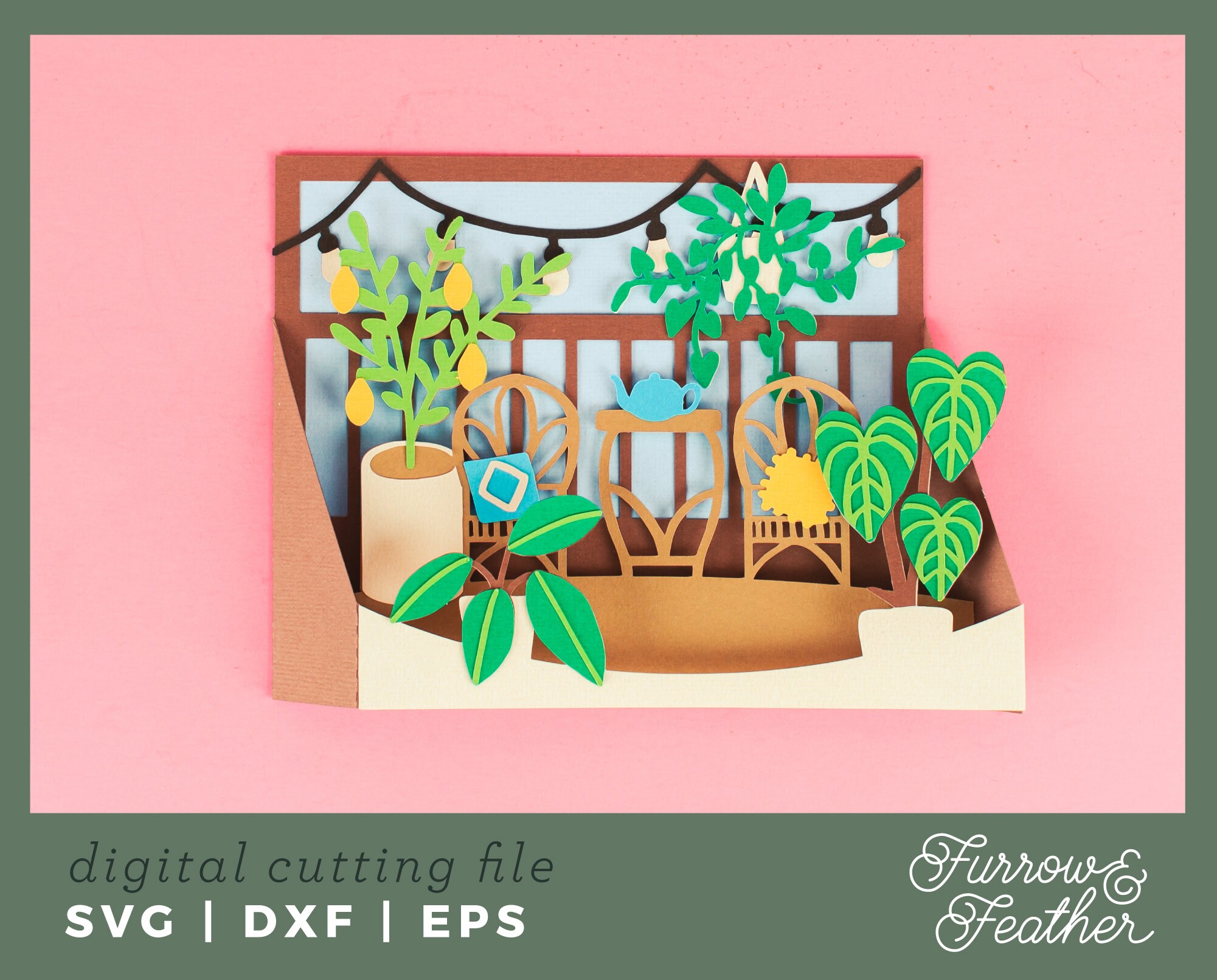 Patio Terrace Box Card Template 3D Papercut SVG Card Cut - Etsy UK