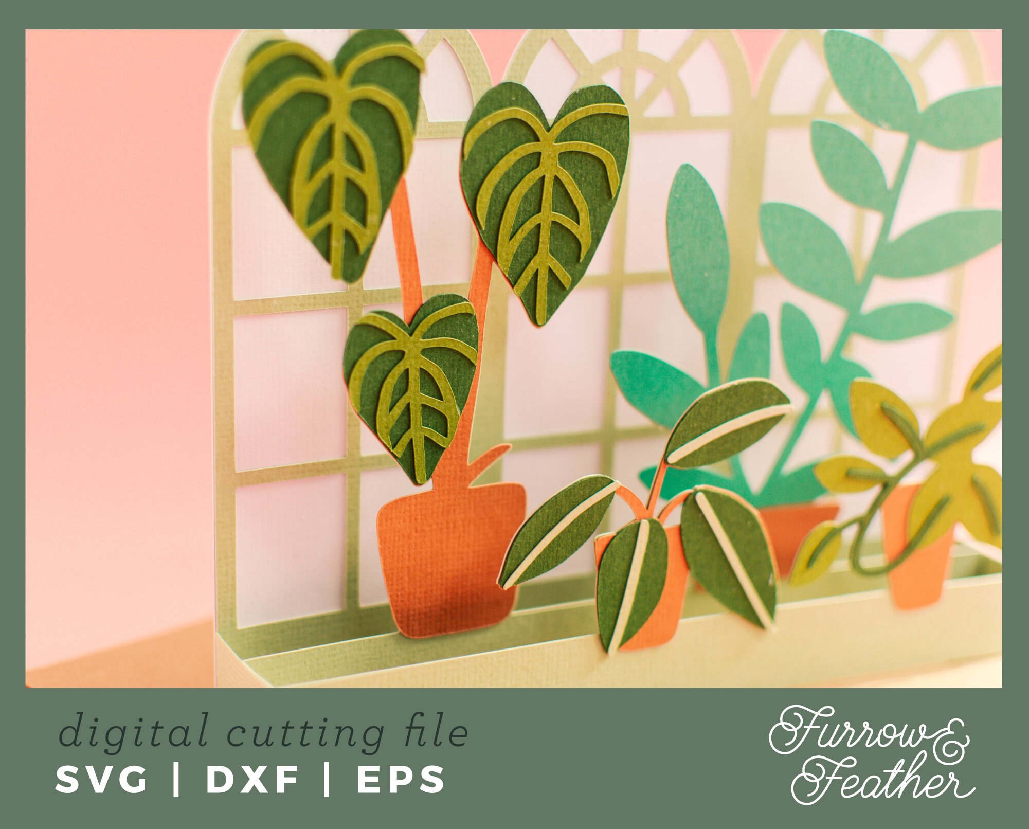 Window Pane With Plants Box Card Template 3D Papercut SVG - Etsy