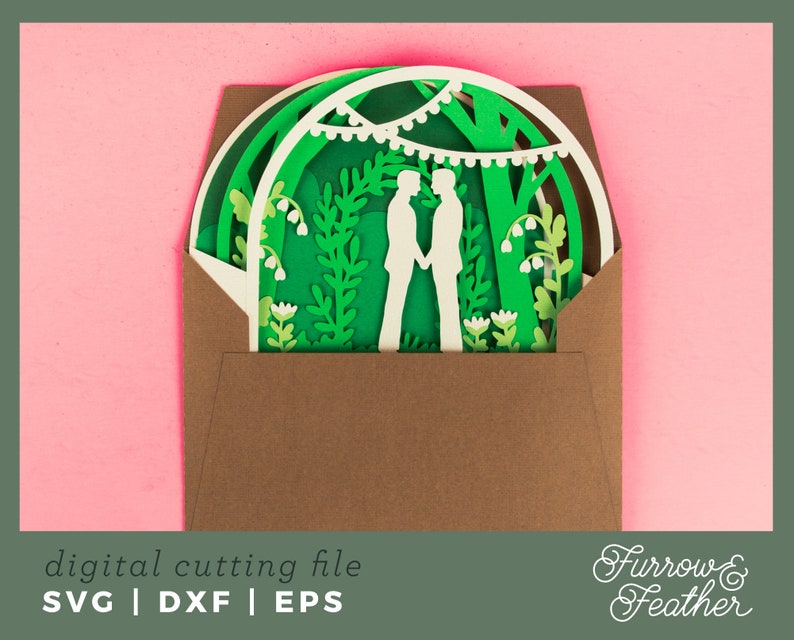 Elegant Wedding Card Gay MLM LGBTQ Same Sex Couple Pop up - Etsy