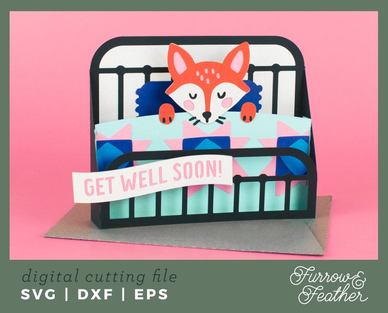 Get Well Soon Fox Box Card Template 3D Papercut SVG Card Cut | Etsy