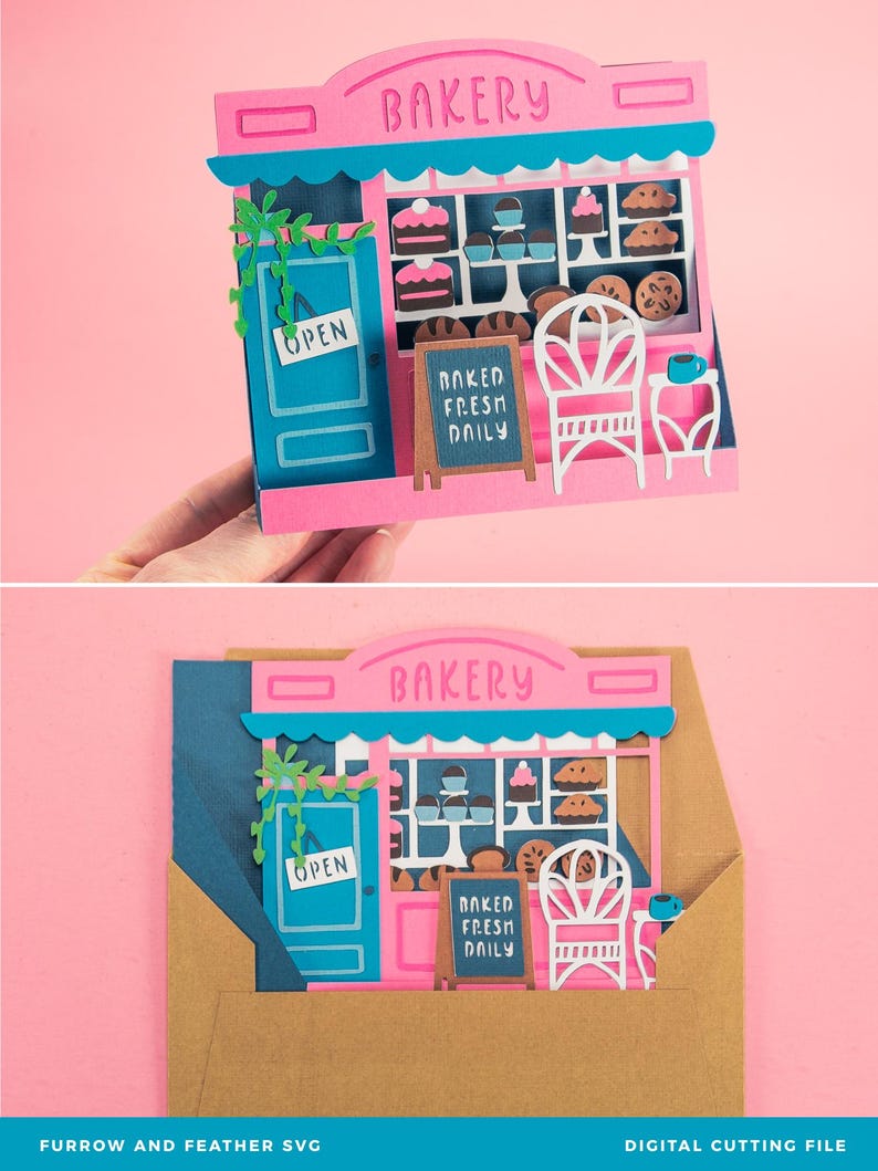 Bakery Shop Card SVG: 3D Valentine's Day Card Cut File (digital ...