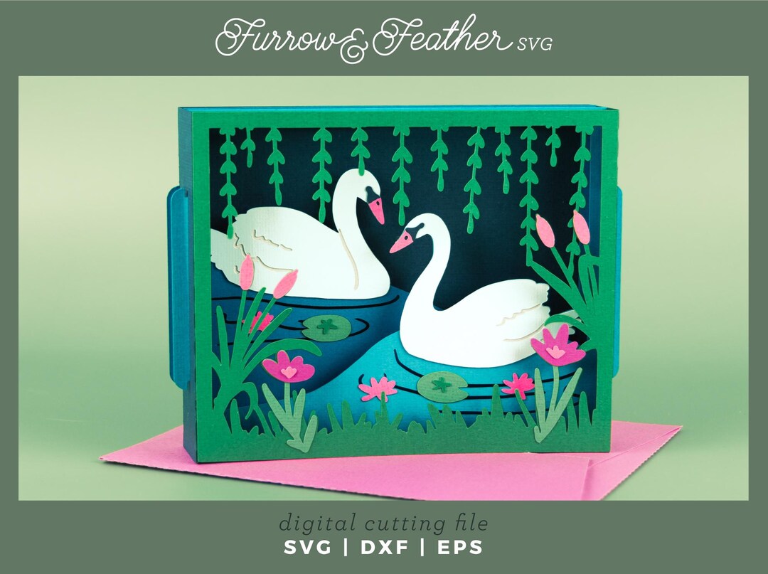 Elegant Swan Wedding Card SVG: 3D Papercut DIY (digital Download) - Etsy