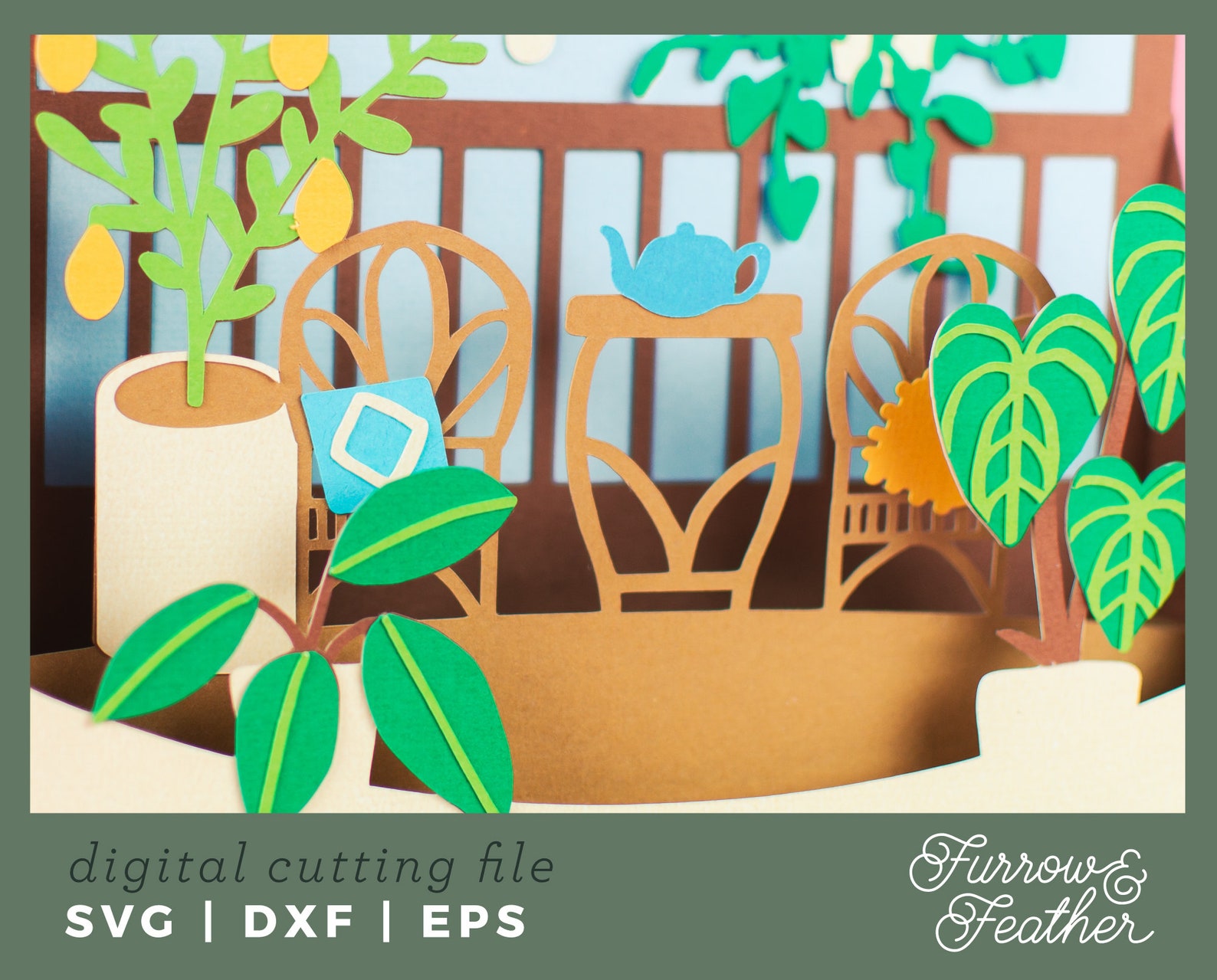 Patio Terrace Box Card Template 3D Papercut SVG Card Cut - Etsy