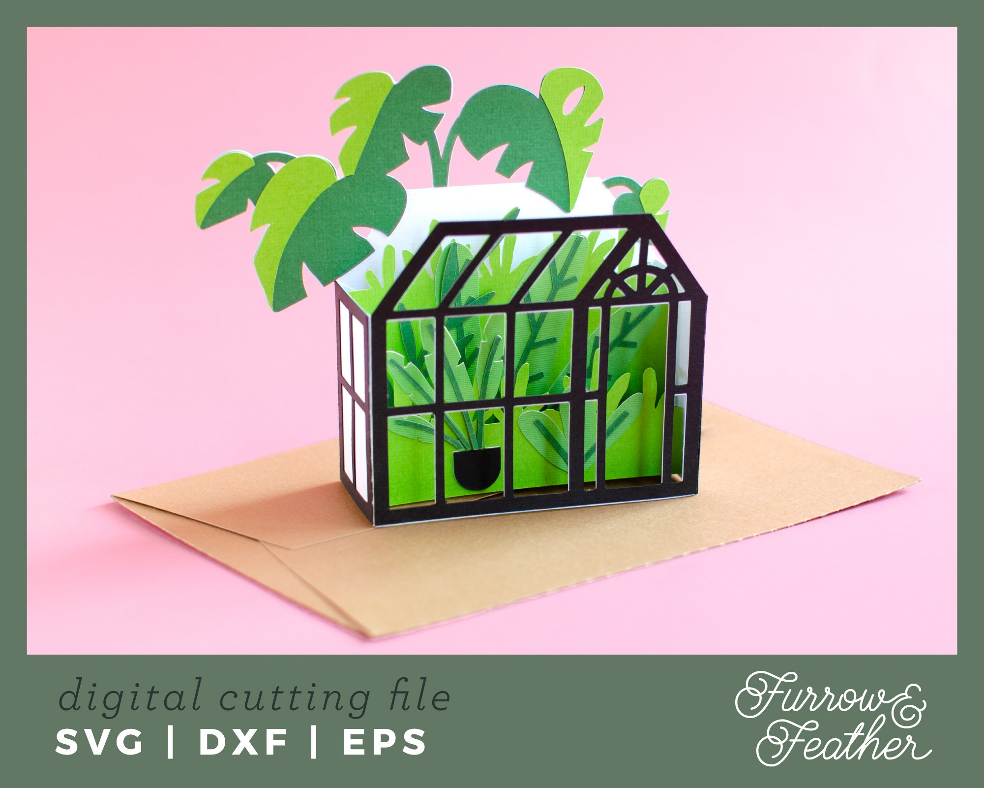 Greenhouse Pop up Box Card Template 3D Papercut SVG Card Cut - Etsy