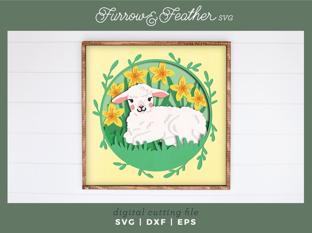 Lamb & Daffodils Shadowbox SVG: Easter Cricut Files (digital Download ...