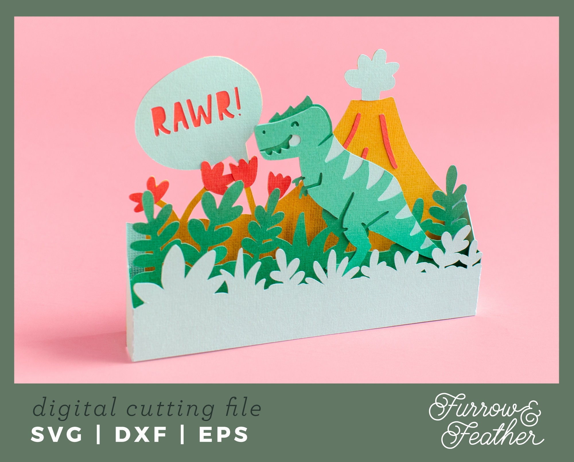 Dinosaur Pop up Birthday Card Template 3D Papercut SVG Card - Etsy