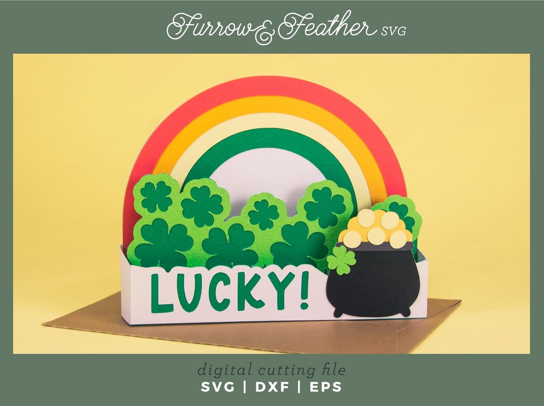 Rainbow Lucky St. Patrick's Day Card SVG: 3D Shadowbox Card Cut File ...
