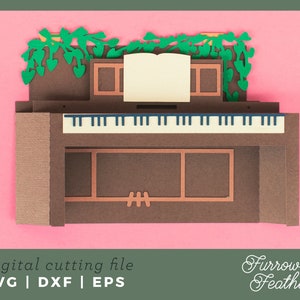 Piano Box Card Template | 3D Papercut SVG Card Cut File | Cricut ...