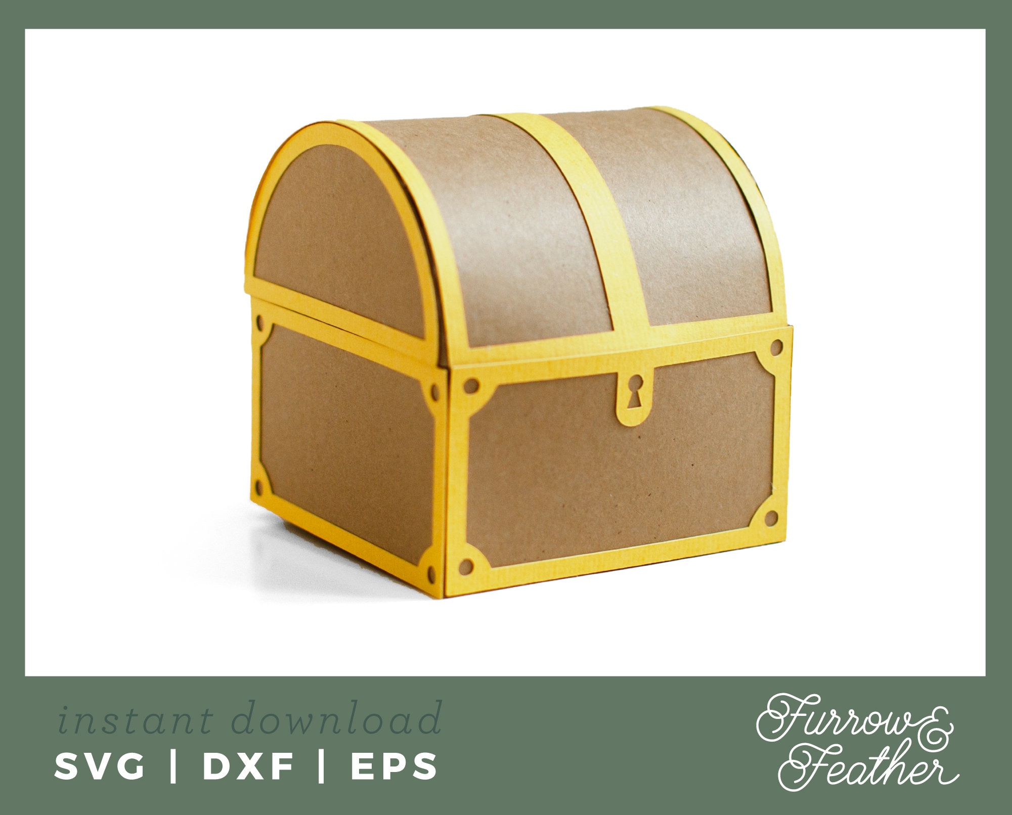 3D Treasure Chest Box Template 3D Papercut SVG Box Cut File - Etsy