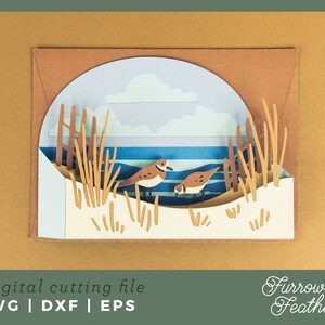 Summer Sand Dune Beach Box Card Template | 3D Papercut SVG Card Cut ...